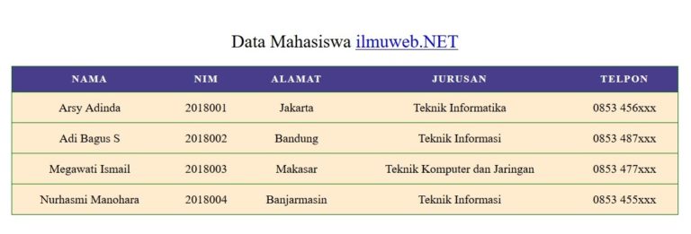 Tutorial Cara Membuat Tabel Responsive dengan HTML dan CSS | IlmuWeb.NET