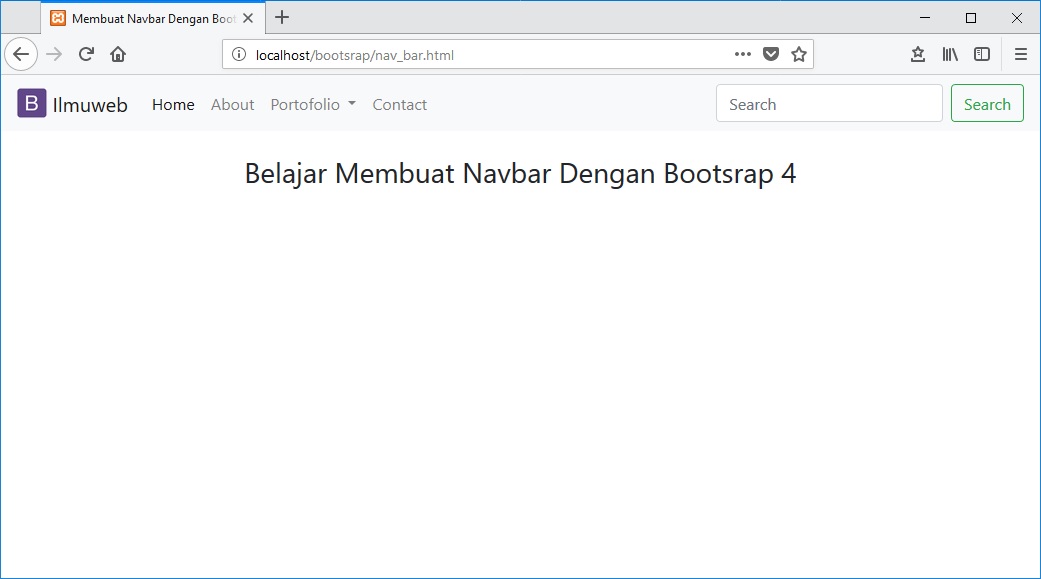 Tutorial Belajar Membuat Navigasi Bar Rasponsive Dengan Bootstrap 4 | IlmuWeb.NET