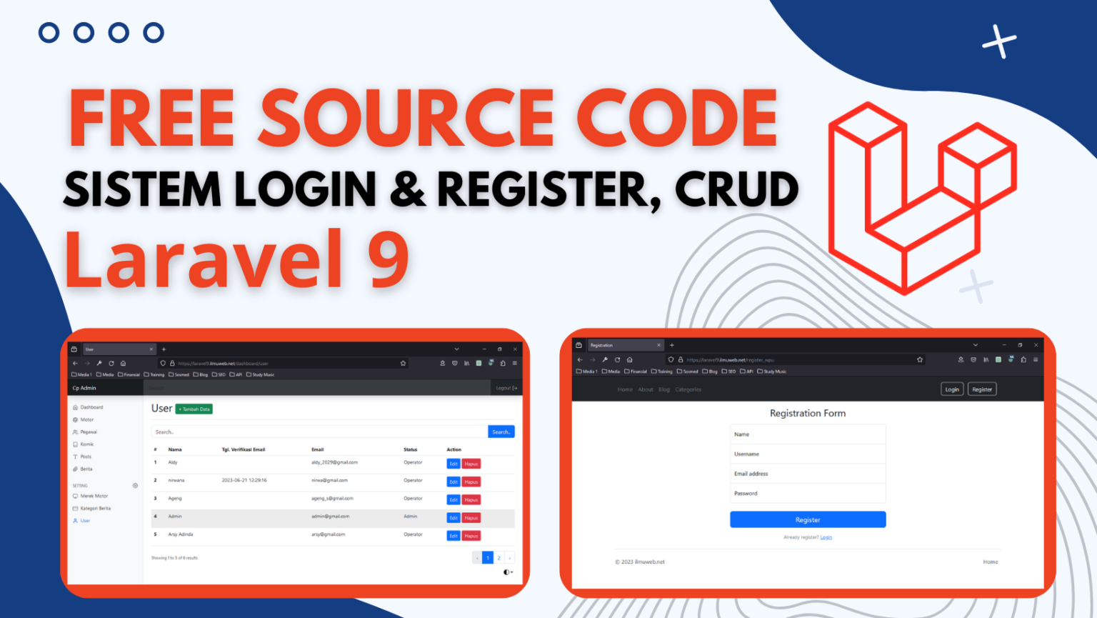 Free Source Code Sistem Login, Register, dan CRUD di Laravel